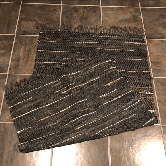 Accents | Woven Leather Rug With Fringe | Poshmark